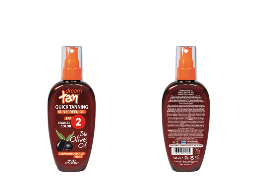 Quick Tanning Sunscreen Olive Oil SPF 2' 100ml - Pharmaid